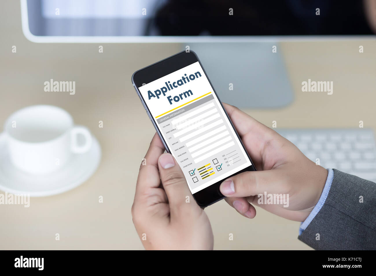 business man working on laptop computer use Online Web Job Application ...