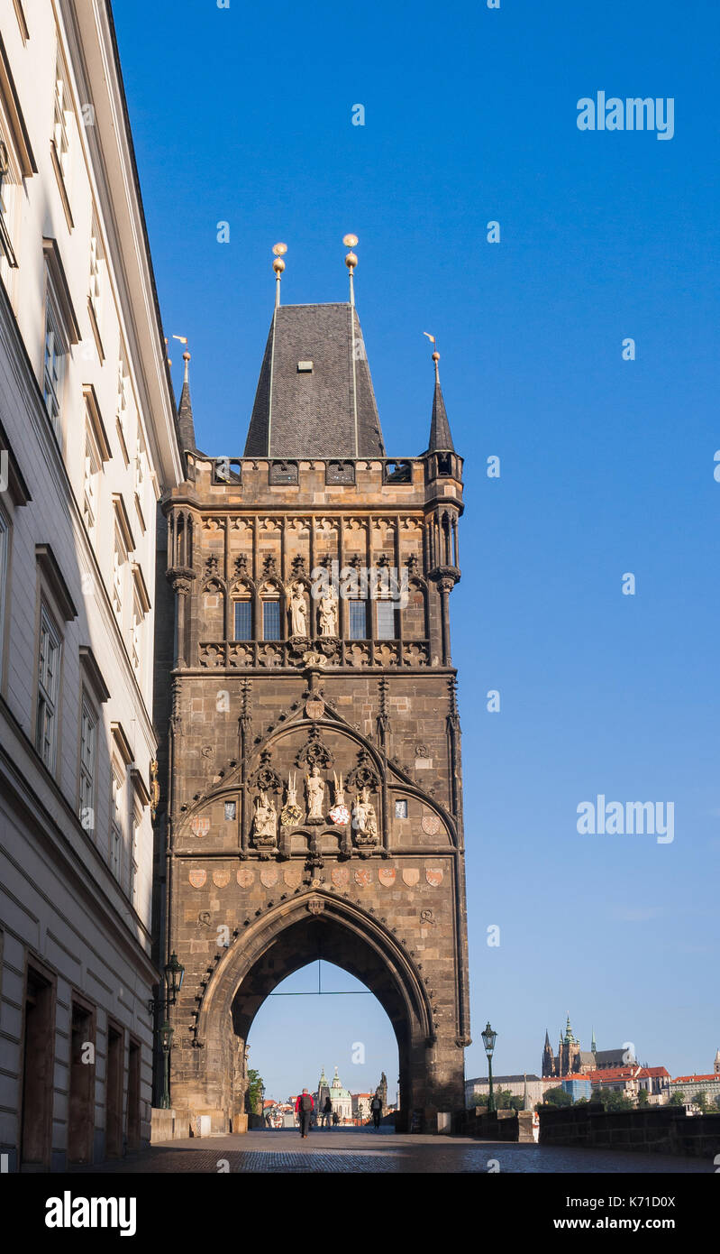 Old Town Bridge Tower, Prague, Czech Republic. The Gothic tower was ...