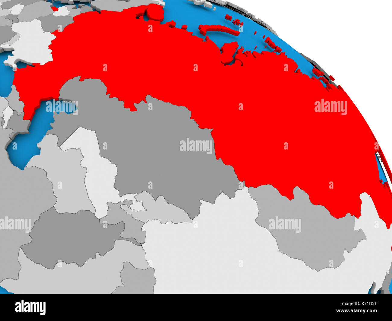 Illustration of Russia highlighted in red on globe. 3D illustration ...