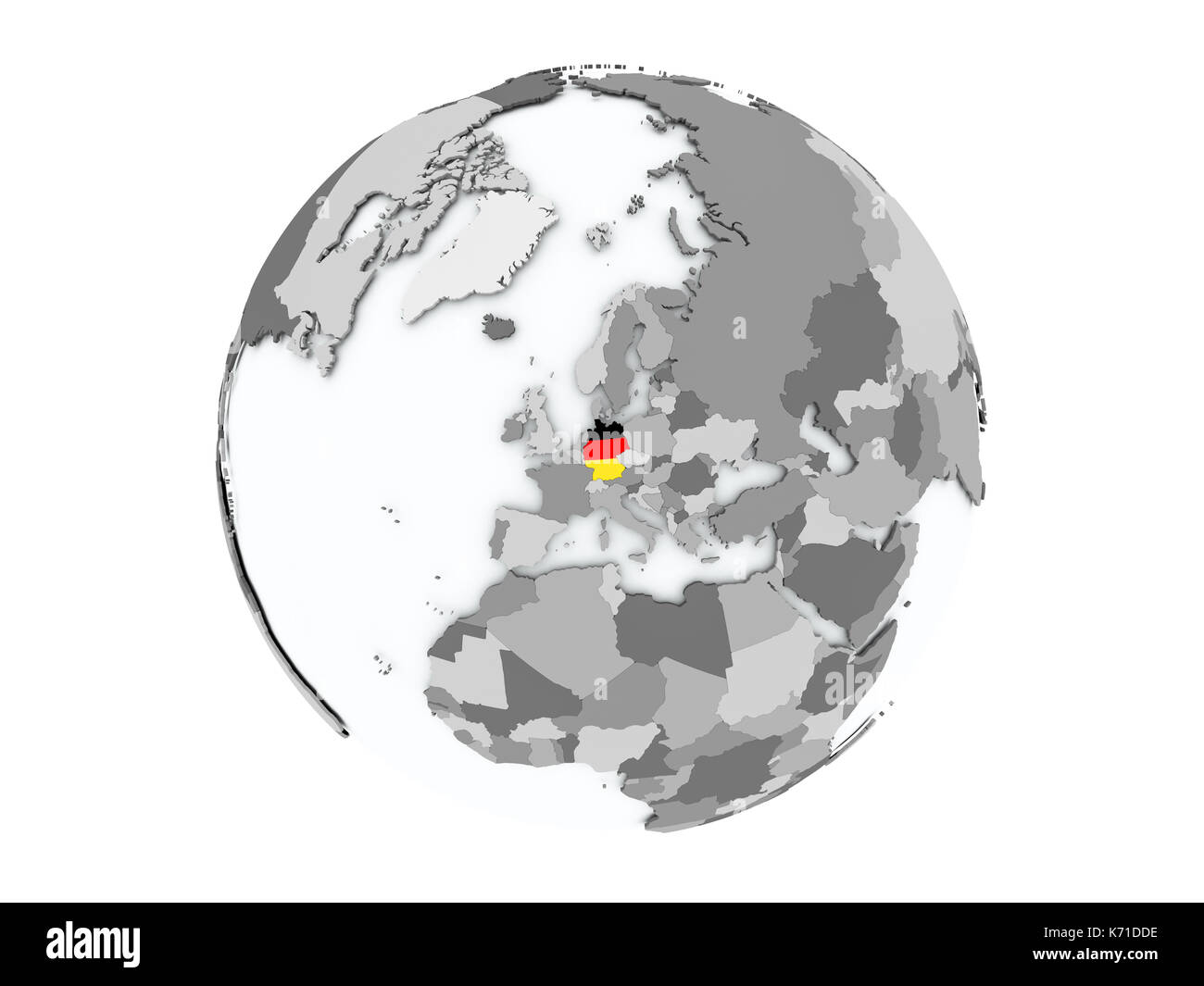 Germany on political globe with embedded flags. 3D illustration ...