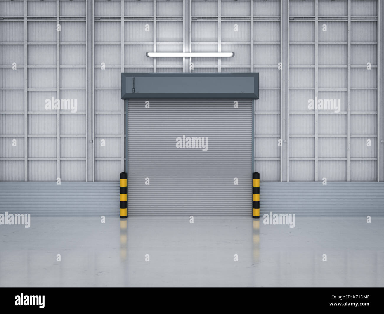 3d rendering warehouse interior with shutter doors closed Stock Photo ...