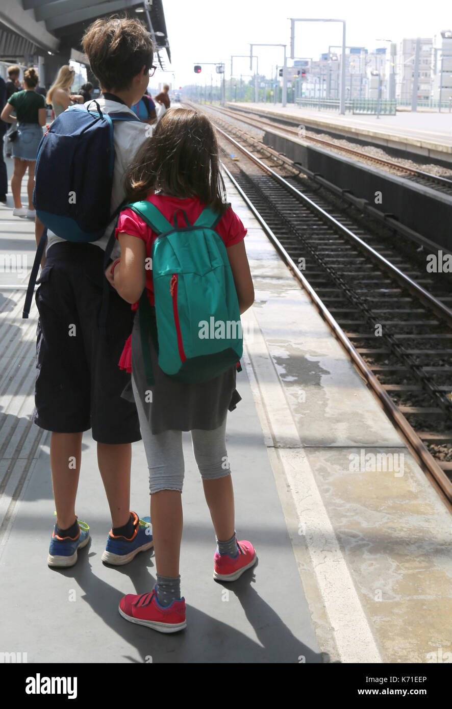 Brother sister traveling train hi-res stock photography and images - Alamy