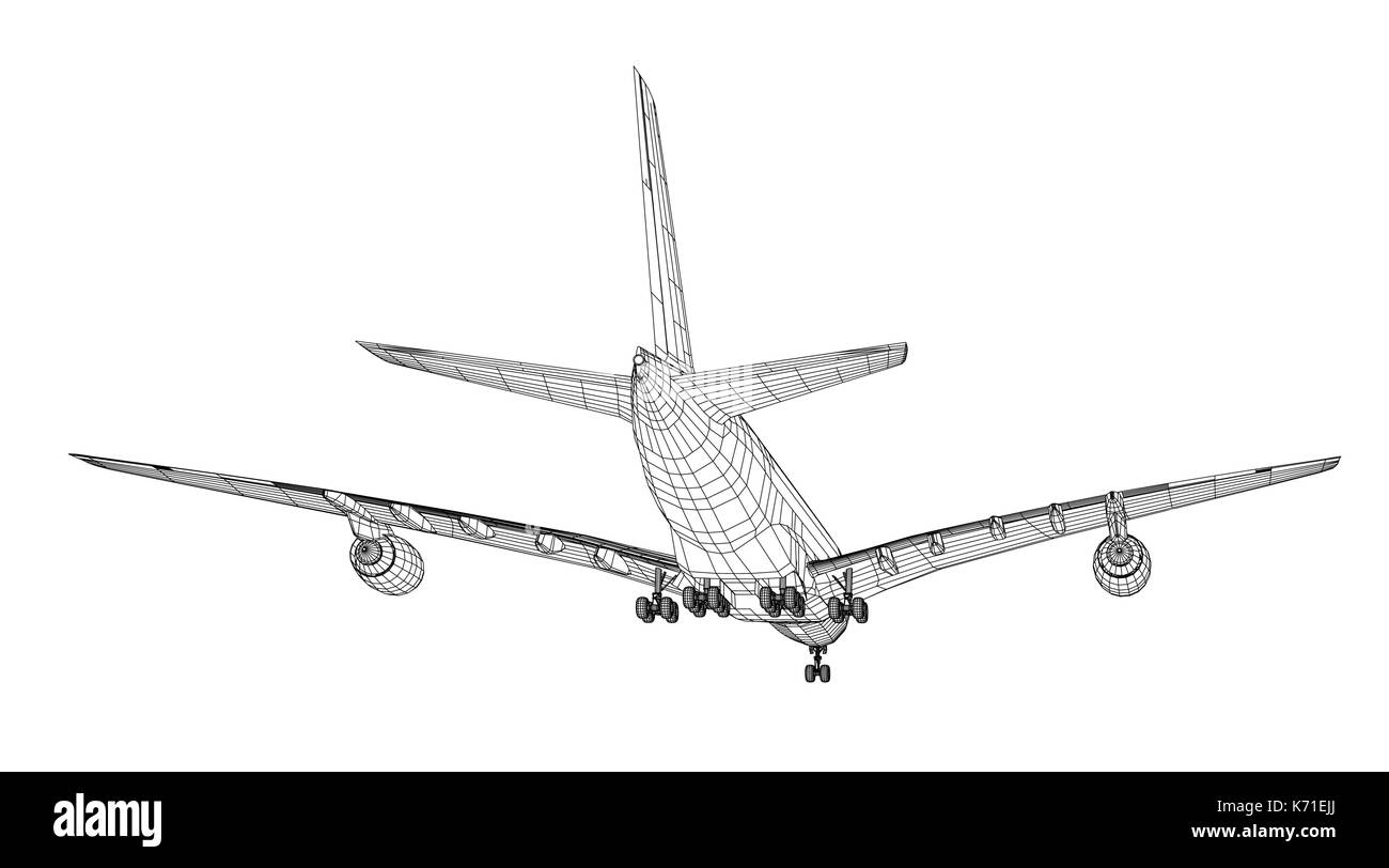 Airplane in wire-frame style Stock Vector Image & Art - Alamy