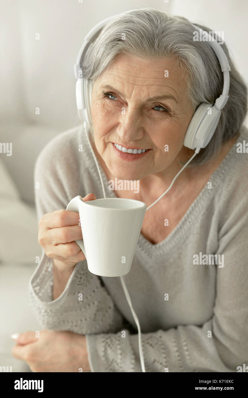 senior woman drinking tea Stock Photo - Alamy