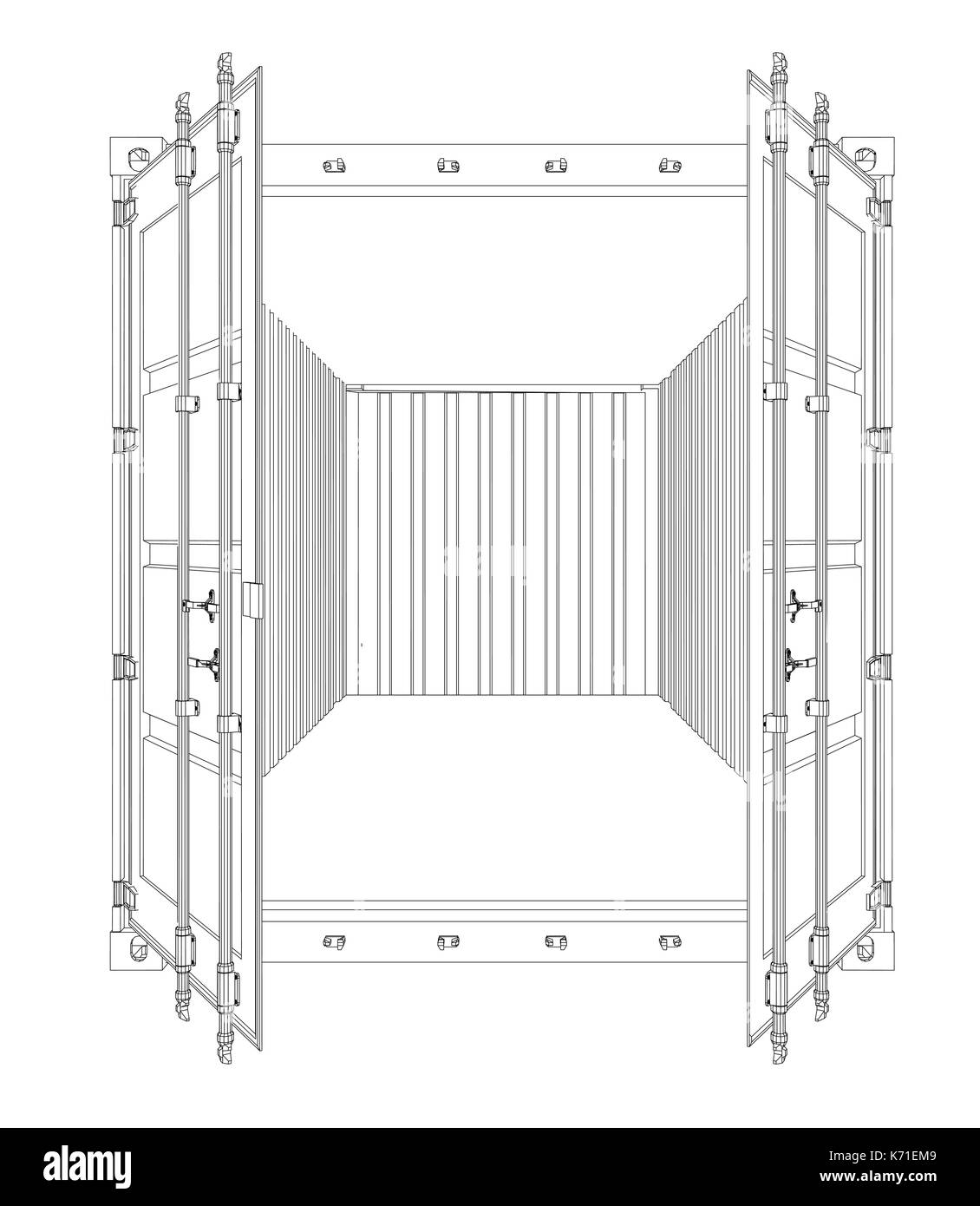 Open Empty Cargo Container. Wire-frame style Stock Vector Image & Art ...