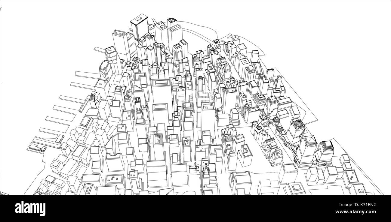 Wire-frame New York City, Blueprint Style Stock Vector Image & Art - Alamy