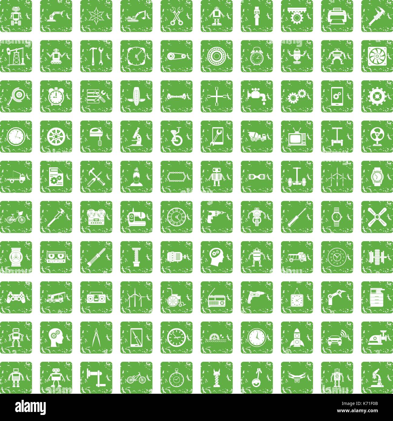 100 gear icons set grunge green Stock Vector Image & Art - Alamy