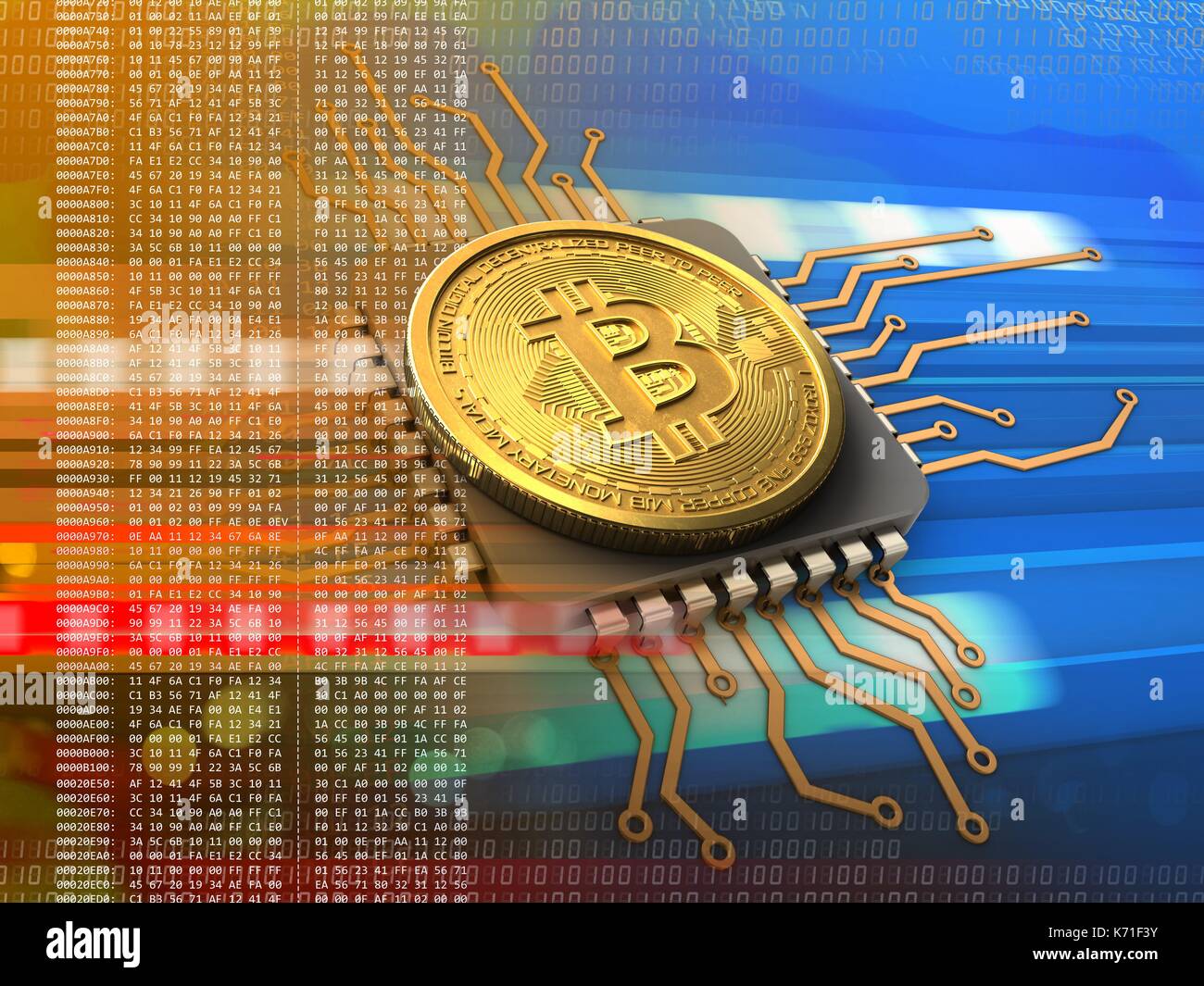 Cryptocurrency coins over orange hi-res stock photography and images ...