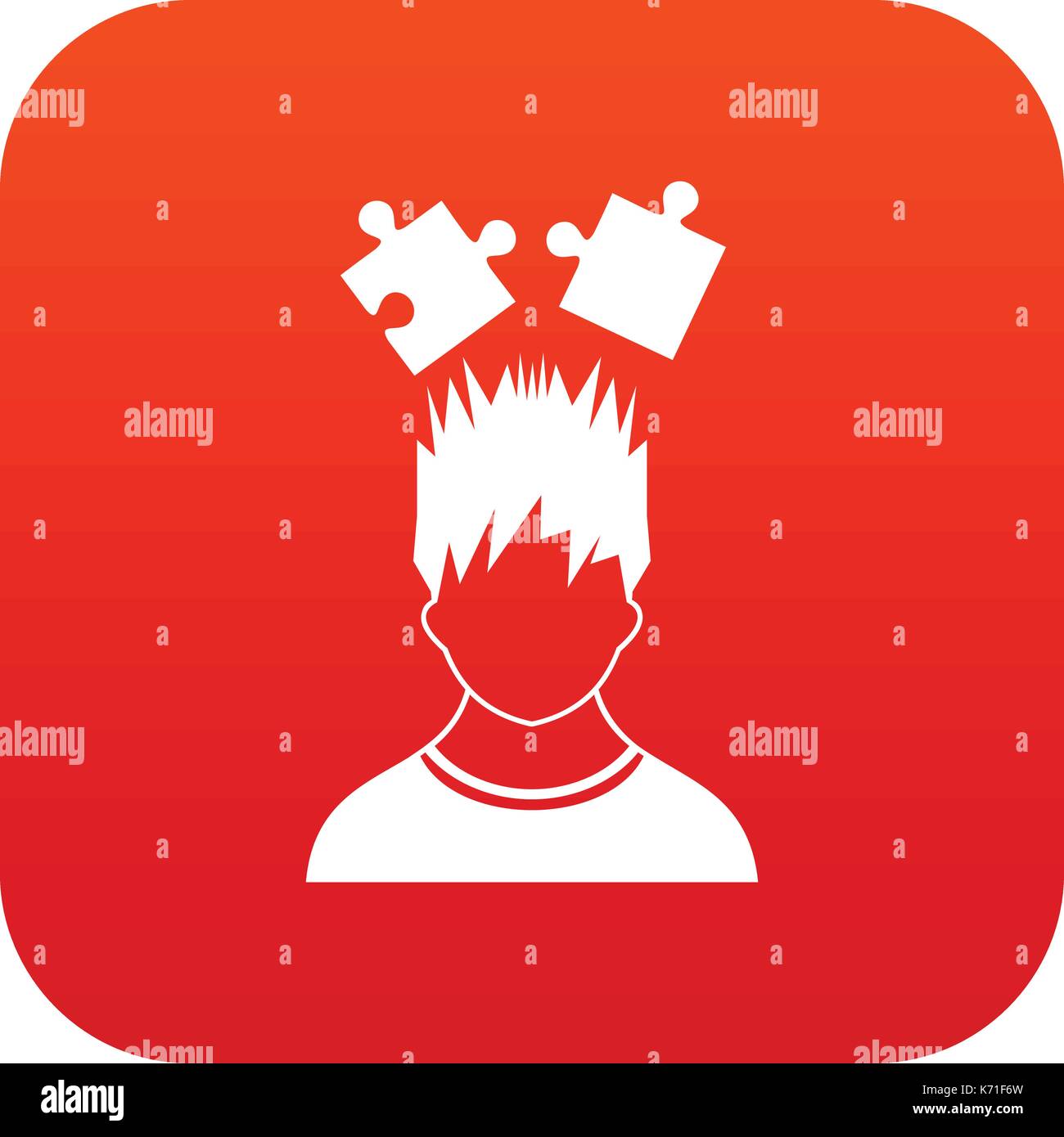 Man with puzzles over head icon digital red Stock Vector Image & Art ...
