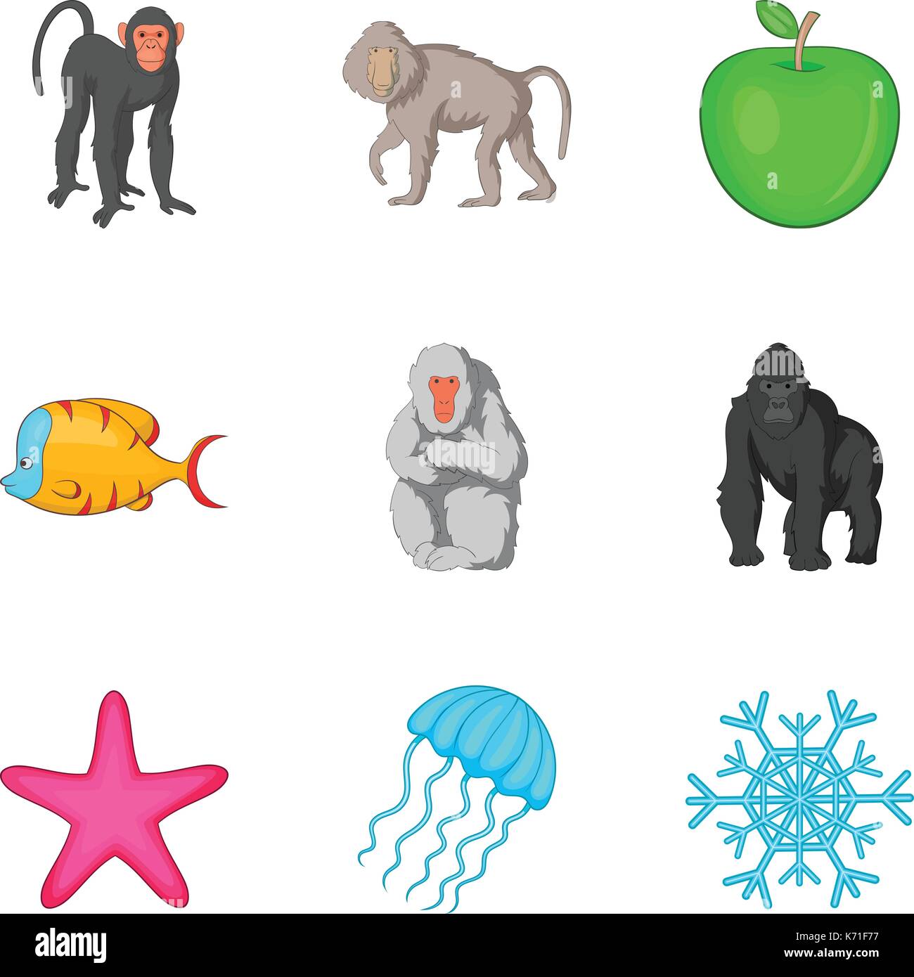 Primate icons set, cartoon style Stock Vector Image & Art - Alamy