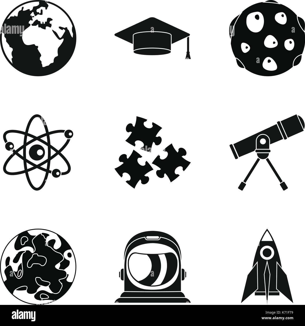 Observation of satellite icons set, simple style Stock Vector Image ...