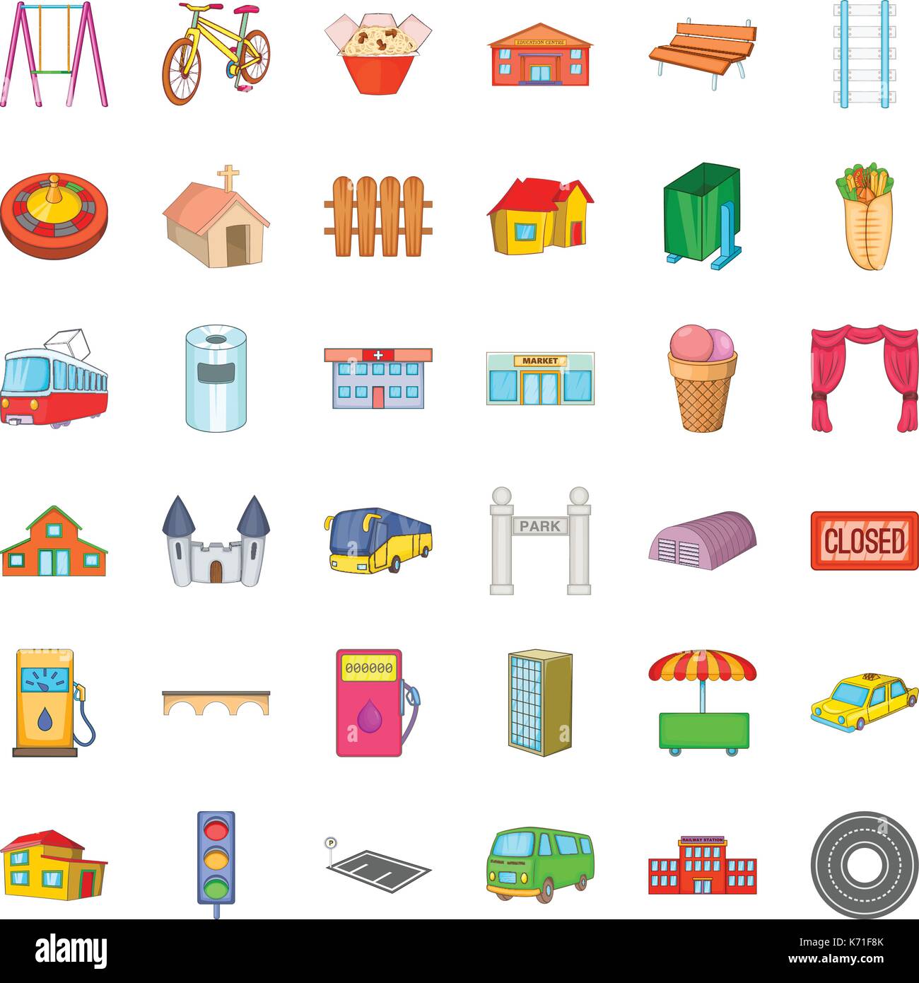 City icons set, cartoon style Stock Vector Image & Art - Alamy