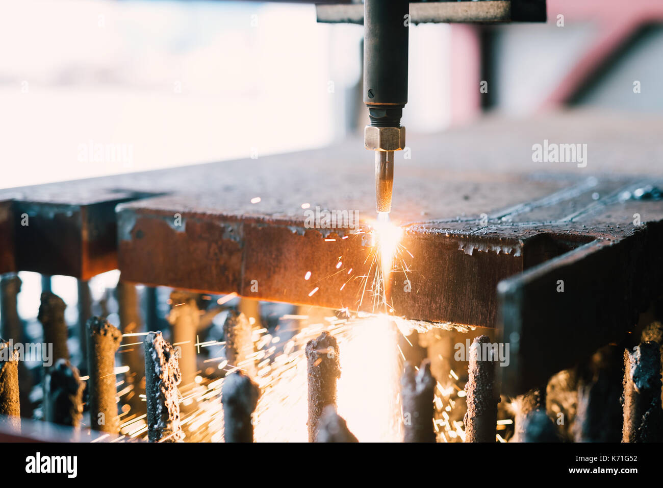 High precision CNC gas cutting metal sheet Stock Photo - Alamy