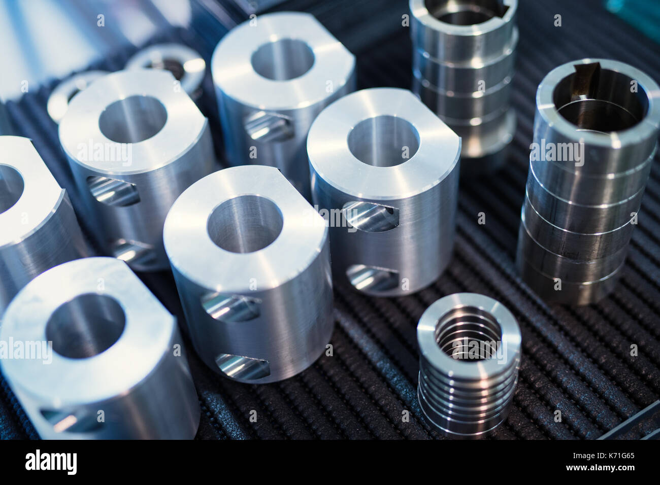 Industrial background from metal parts produced in metal industry Stock ...