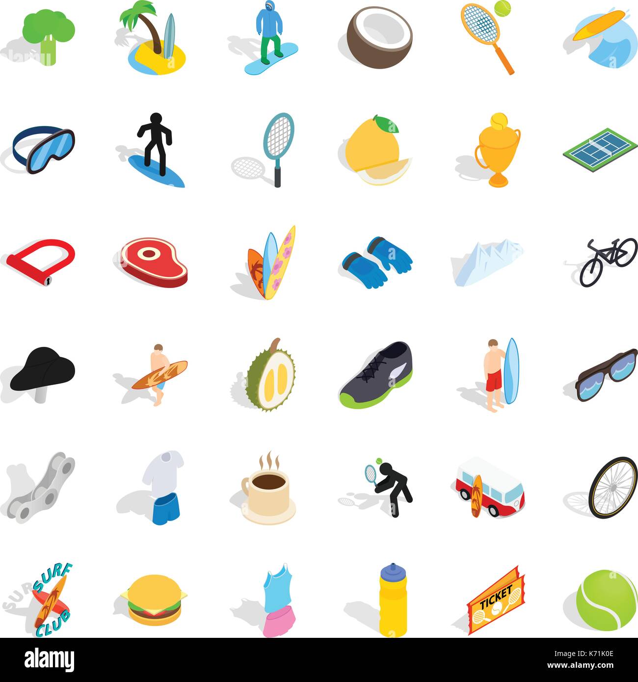 Surfing icons set, isometric style Stock Vector Image & Art - Alamy