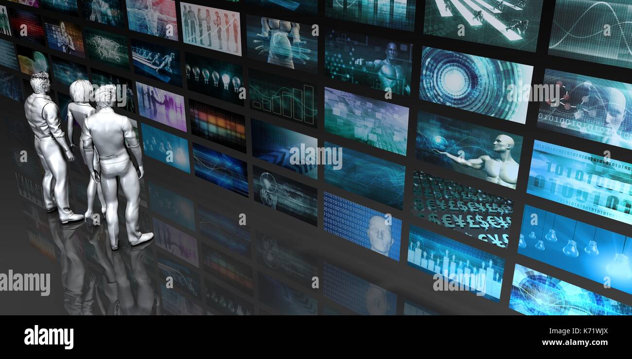 Multimedia Technology with People Staring at Screens Stock Photo - Alamy