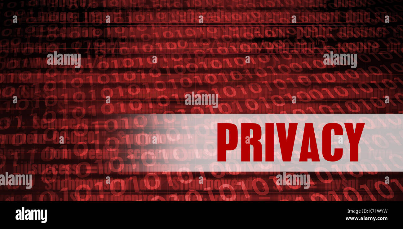 Privacy Security Warning on Red Binary Technology Background Stock ...