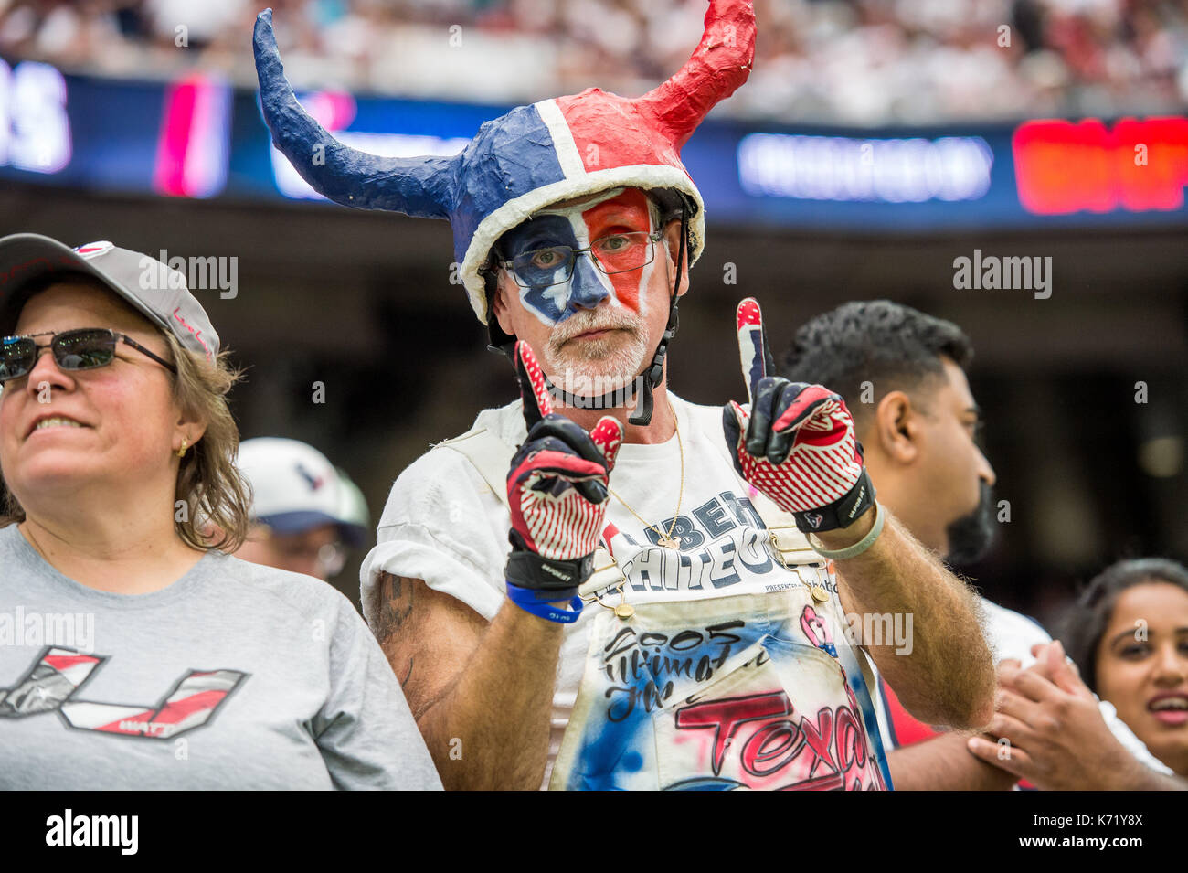 September 10, 2017: A Houston Texans fan prior to an NFL football game ...