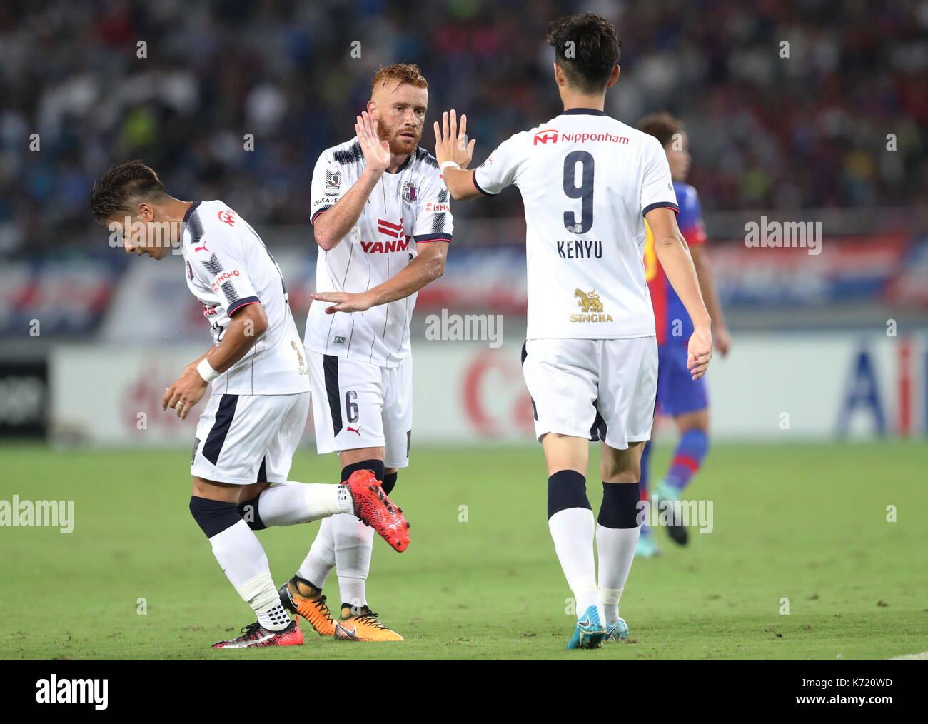 (L-R) Riku Matsuda, Souza, Kenyu Sugimoto (Cerezo), SEPTEMBER 9, 2017 ...