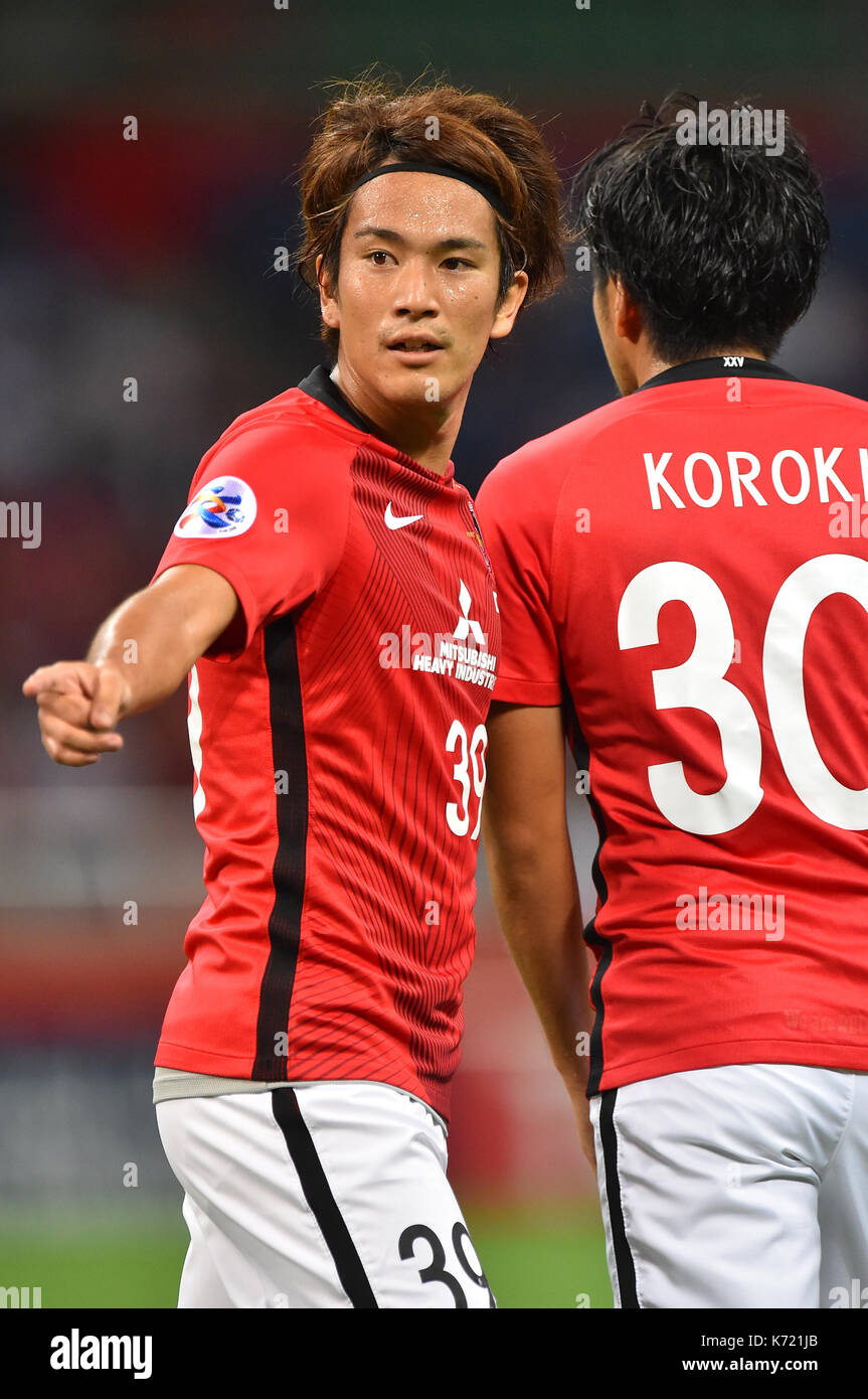 Saitama, Japan. 13th Sep, 2017. (L-R) Shinya Yajima, Shinzo Koroki (Reds) Football/Soccer : AFC ...