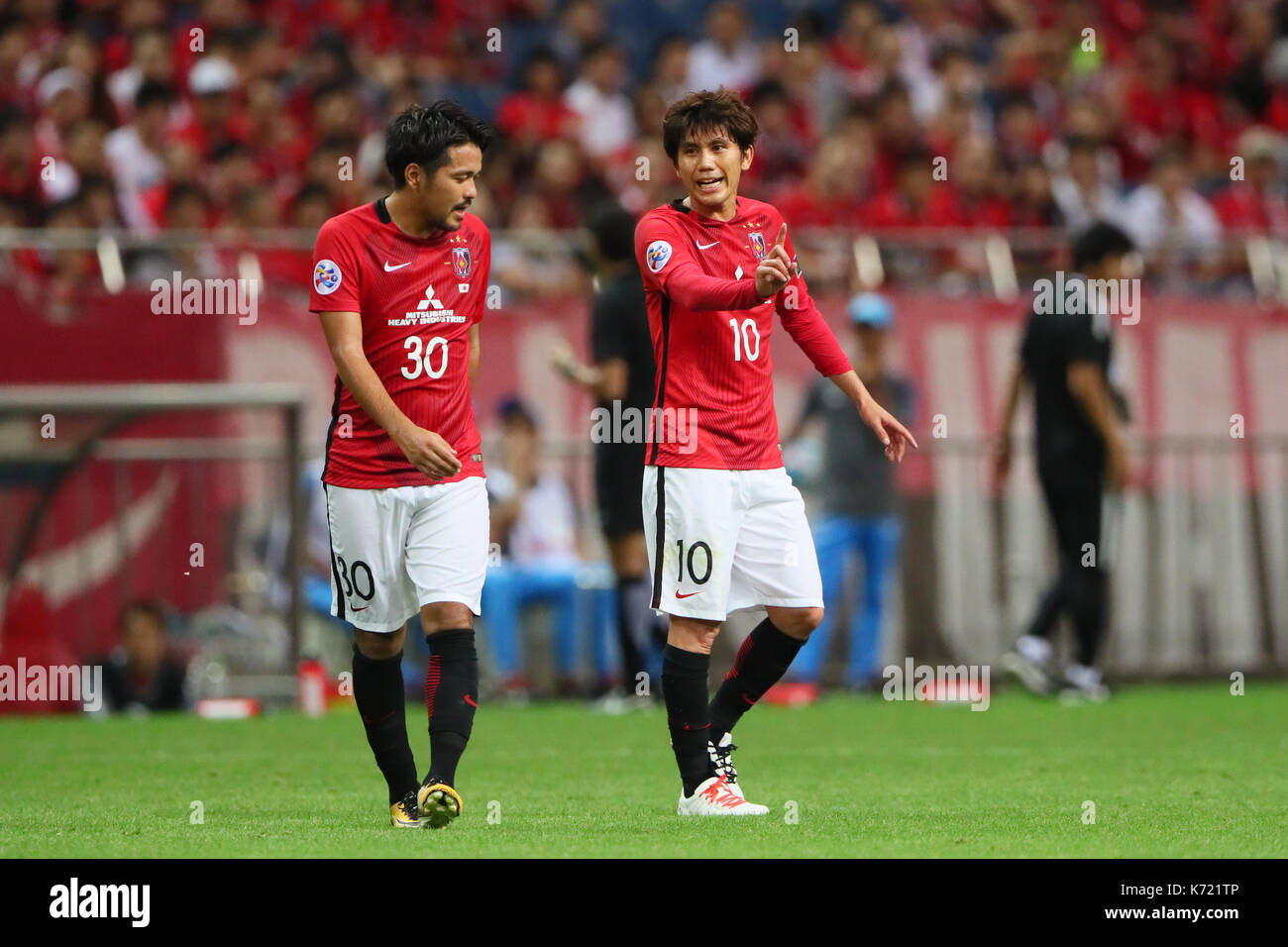 Saitama Stadium 2002, Saitama, Japan. 13th Sep, 2017. (L to R) Shinzo ...