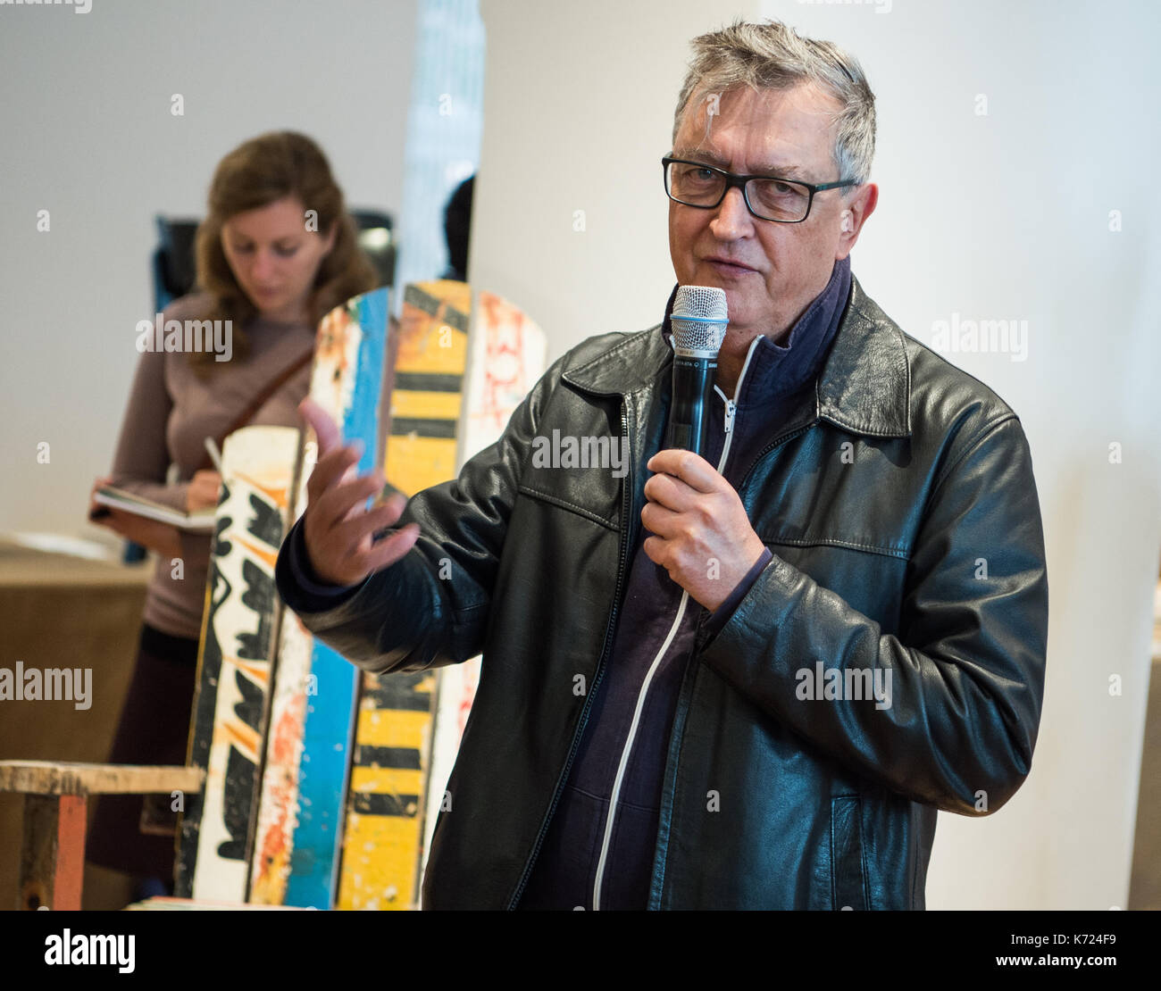 Designer and architect, Volker Albus, speaking at the Museum of Art and ...