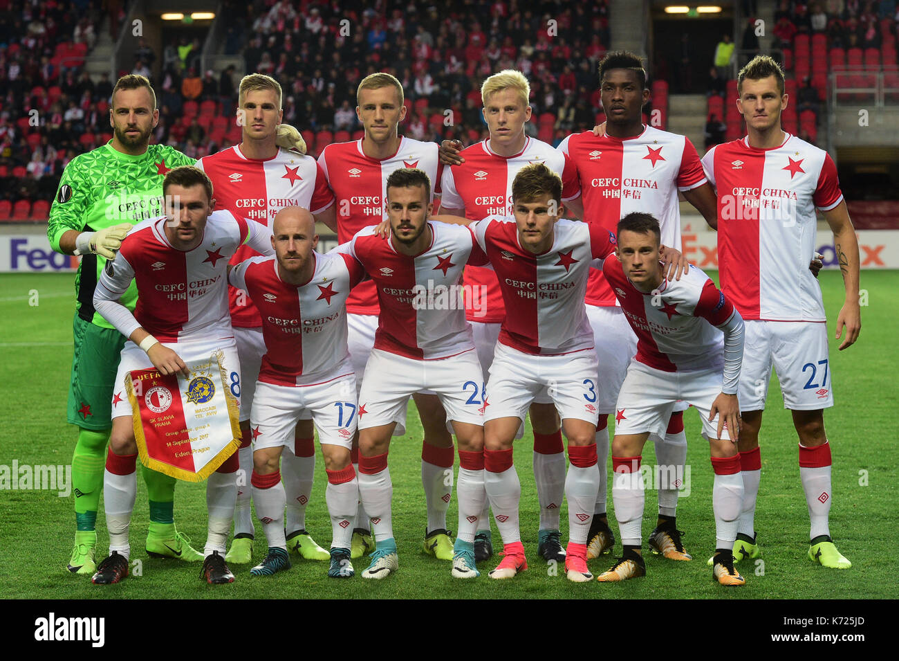 Prague, Czech Republic. 14th Sep, 2017. Soccer players of Slavia pose ...