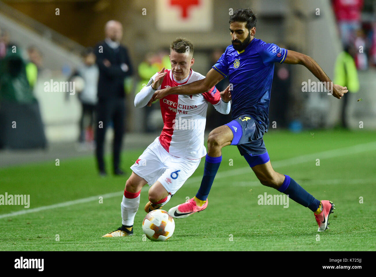Prague, Czech Republic. 14th Sep, 2017. From left JAN SYKORA of Slavia ...