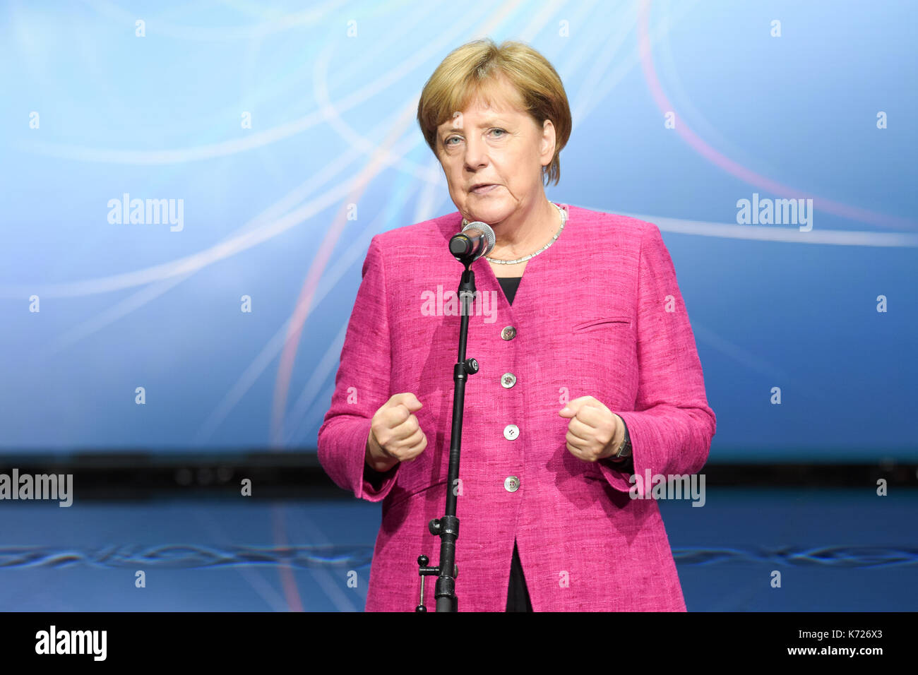 Frankfurt, Germany. 14th Sep, 2017. Angela Merkel speaking at the end ...