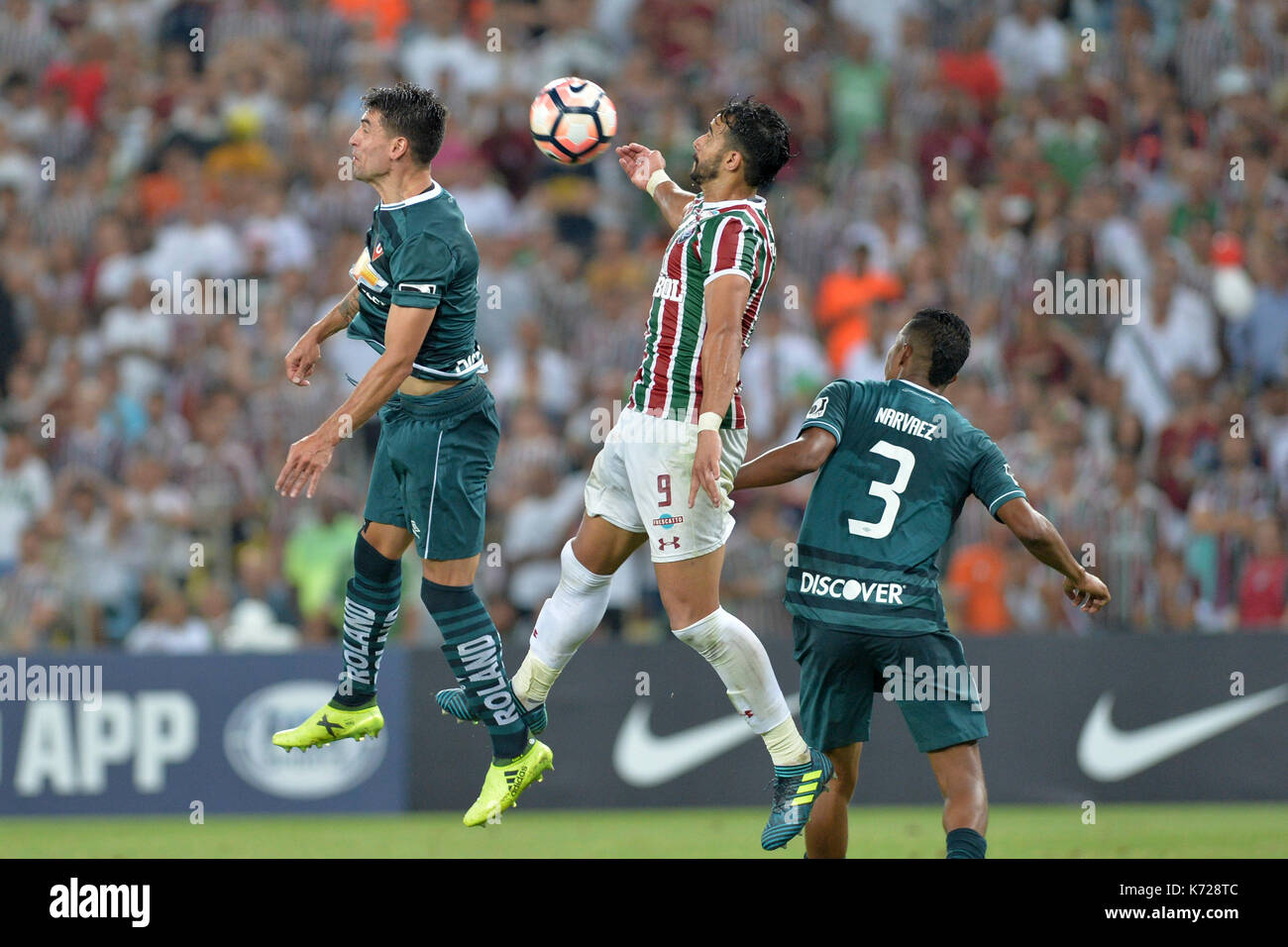 Henrique Dourado and Horacio Salaberry during Fluminense vs. LDU held ...