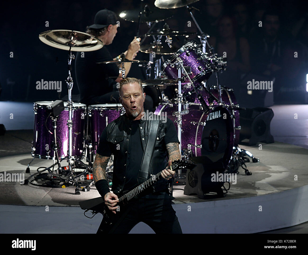 Cologne, Germany. 14th Sep, 2017. James Hetfield (front), singer and ...