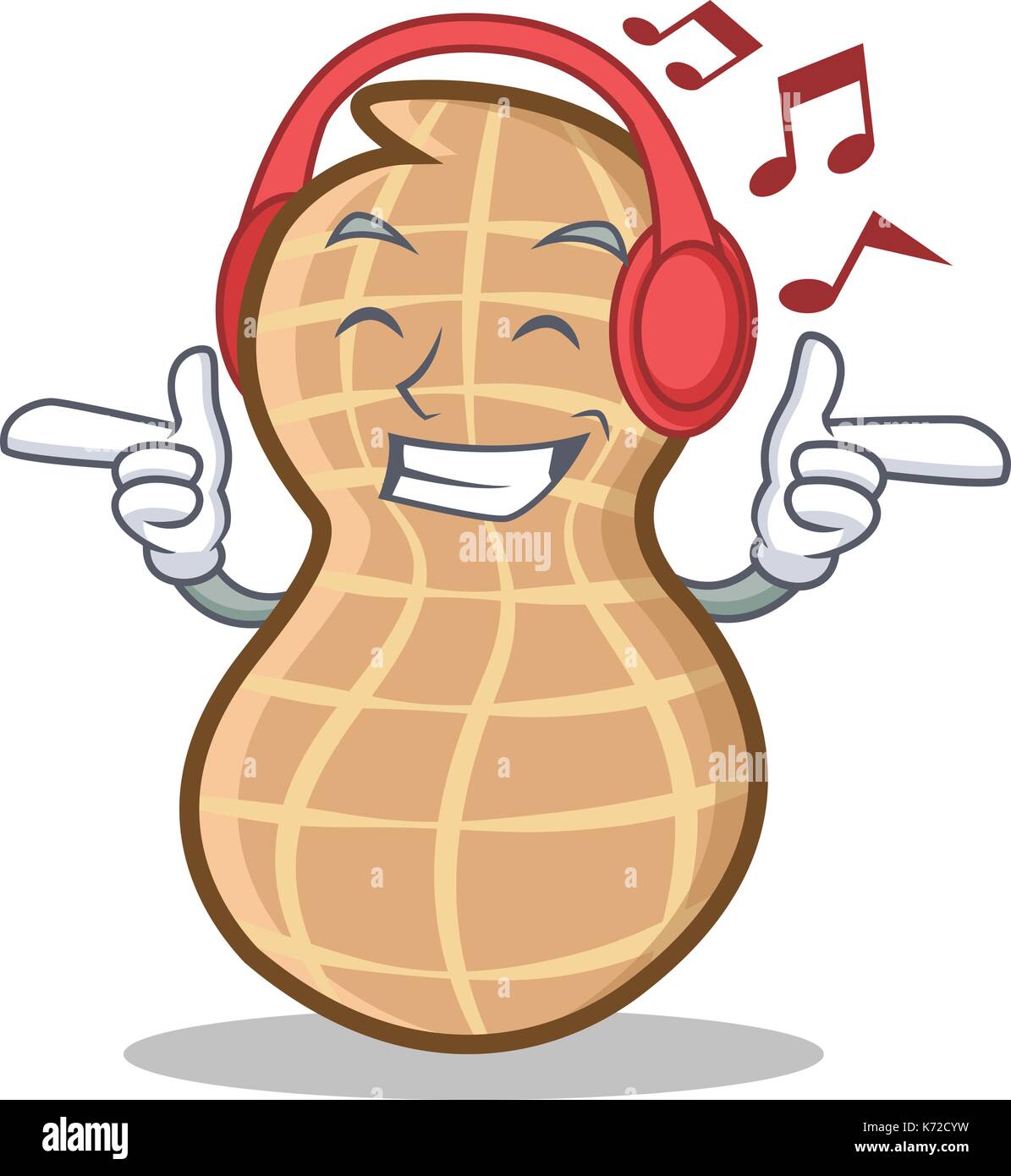 Listening music peanut character cartoon style Stock Vector Image & Art ...