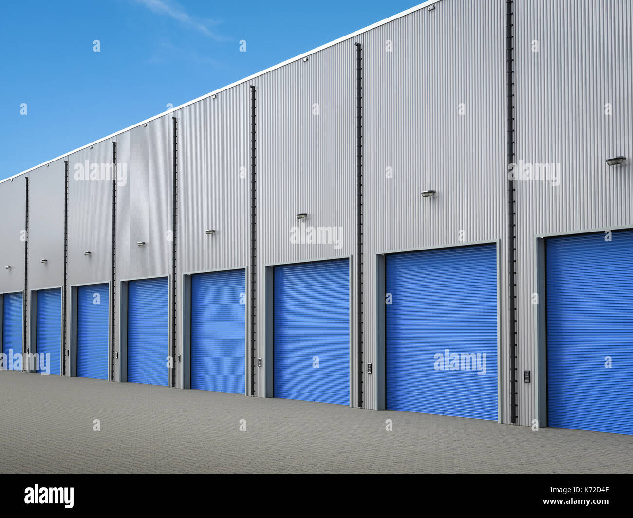 3d rendering warehouse exterior with shutter doors Stock Photo - Alamy