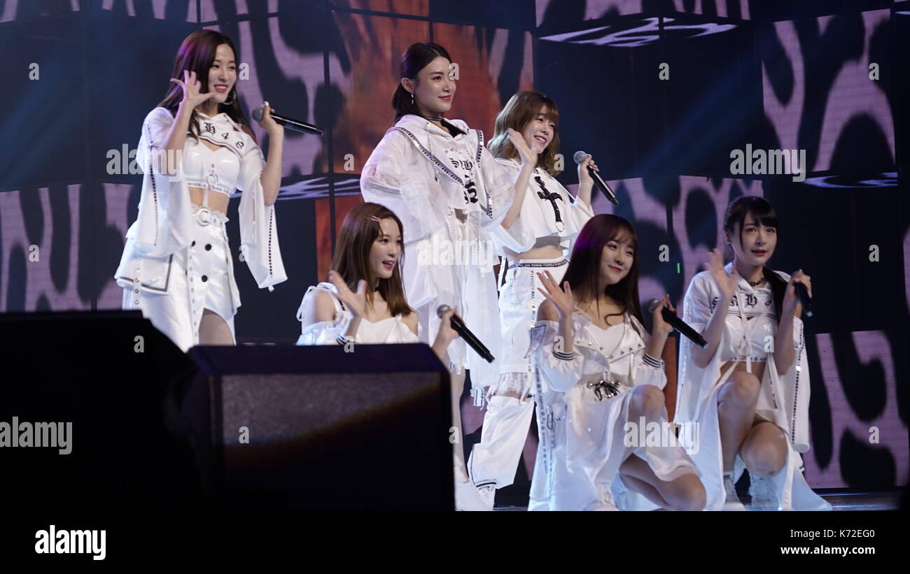 Members of Chinese girl group SNH48 perform during the 10th anniversary ...