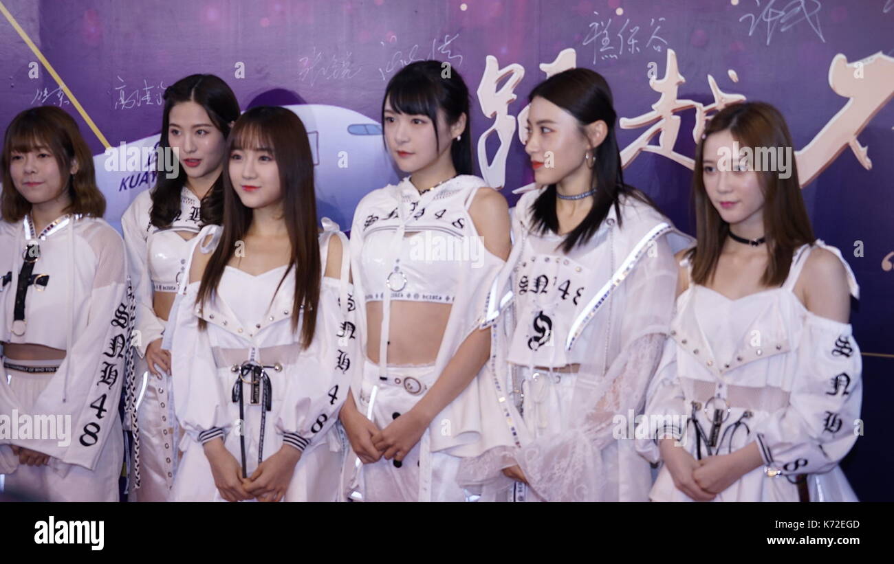 Members of Chinese girl group SNH48 perform during the 10th anniversary ...