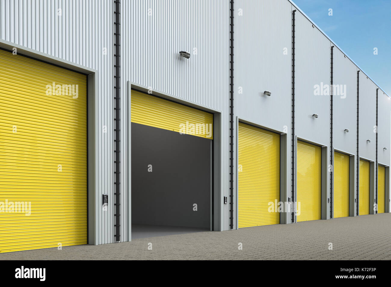 3d rendering warehouse exterior with shutter doors Stock Photo - Alamy