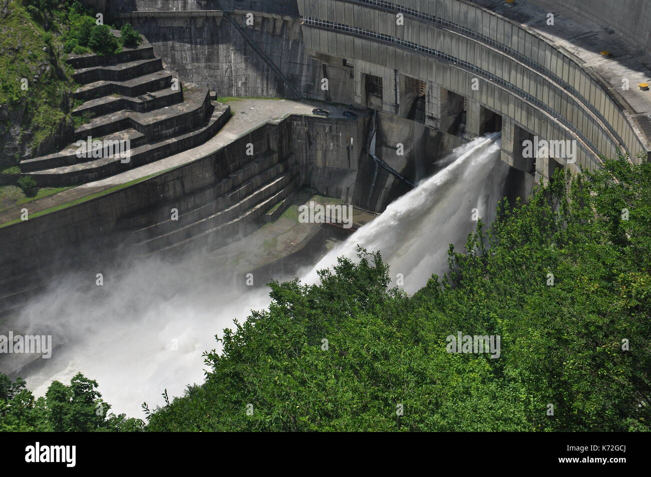 Dam on the Inguri River in Georgia. Dam reservoir Stock Photo - Alamy