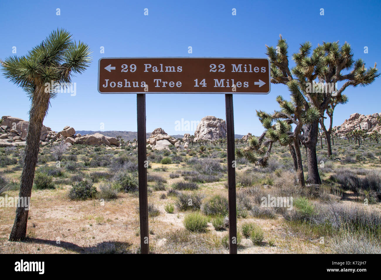 Joshua Tree boulevard Road in Yucca Valley desert California USA Stock ...