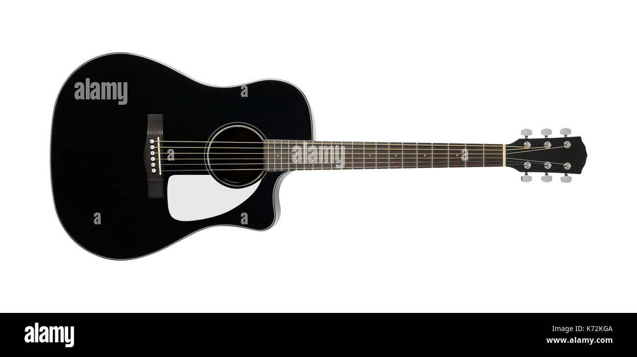 Musical instrument - Black acoustic guitar on a white background ...