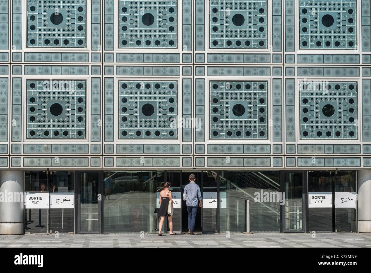 France, Paris, terrace of the Institut du Monde Arabe (IMA) designed by ...