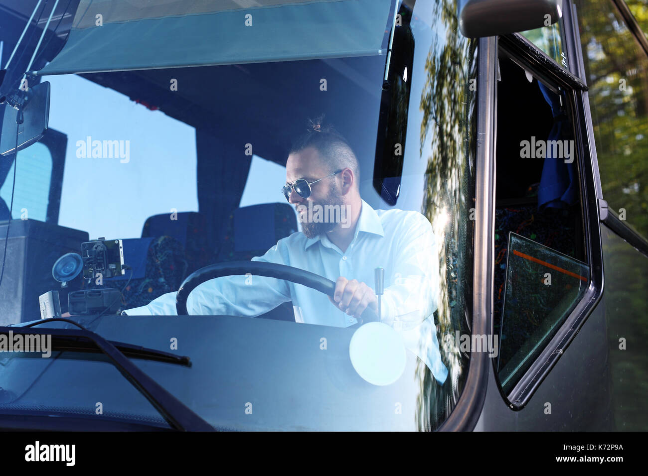Shuttle bus worker hi-res stock photography and images - Alamy