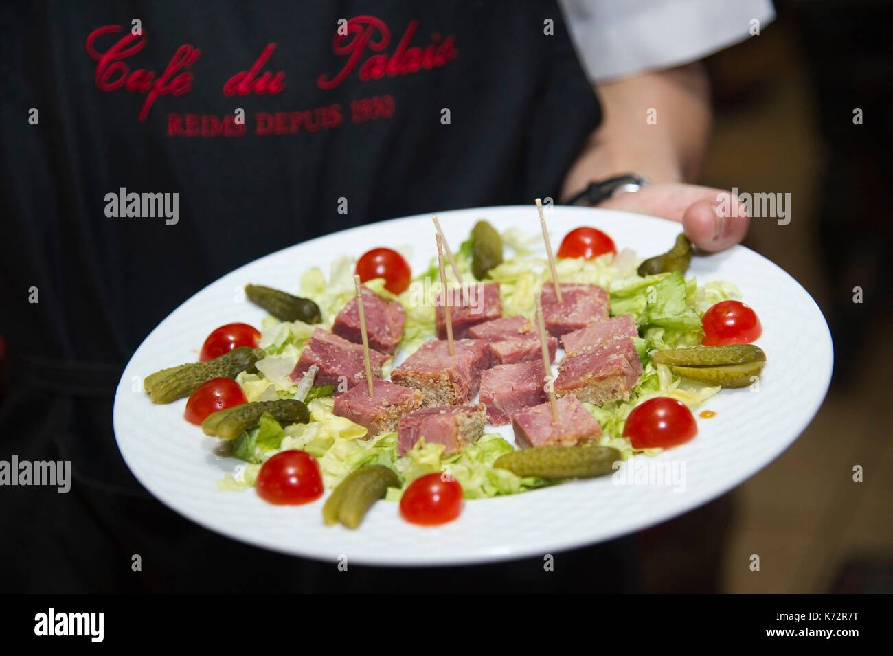 France, Marne, Reims, reims ham served in Cafe du Palais Stock Photo ...