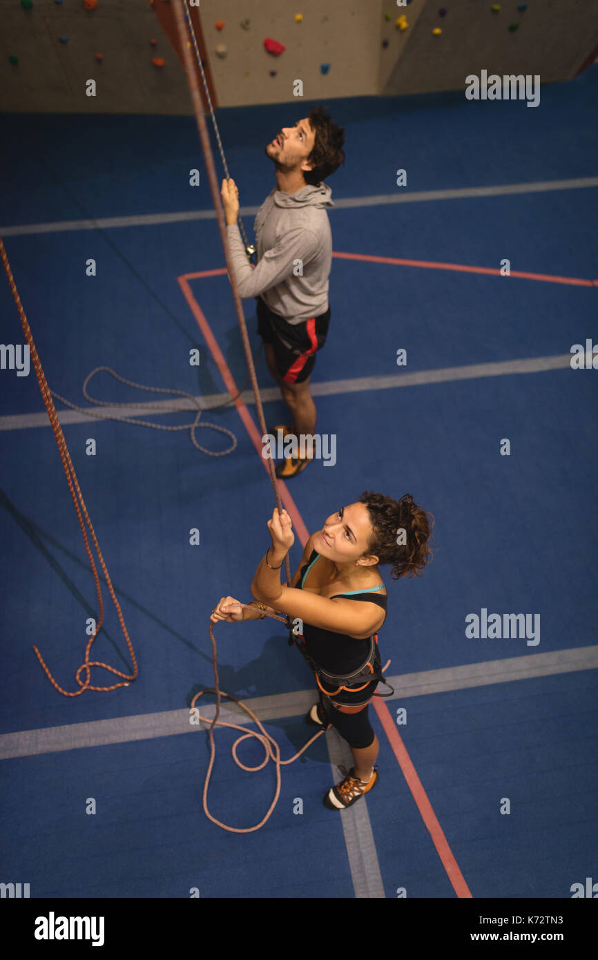 Climbing ropes in gym hi-res stock photography and images - Alamy