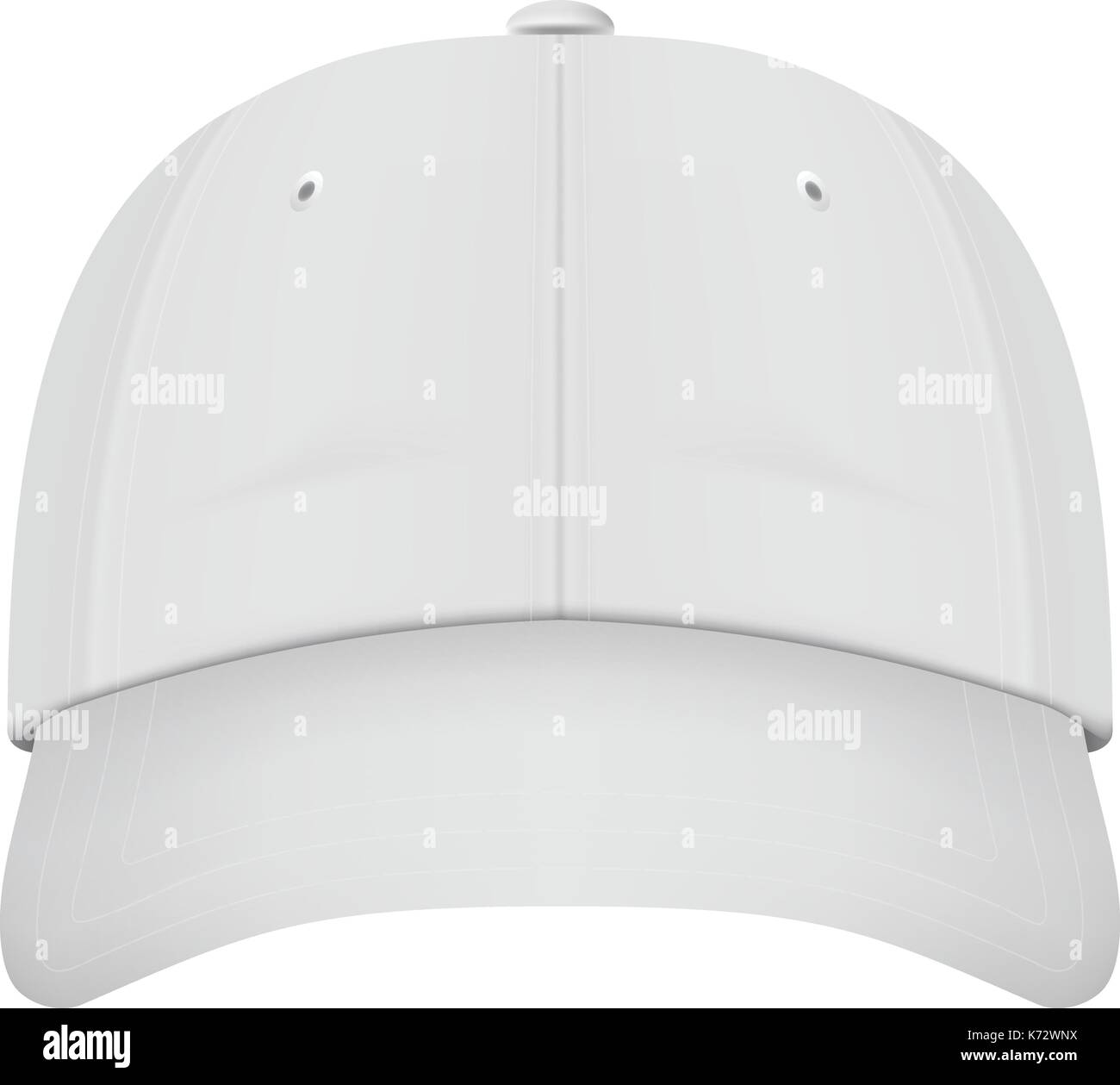 Realistic Front View White Baseball Cap Isolated On A White Background ...