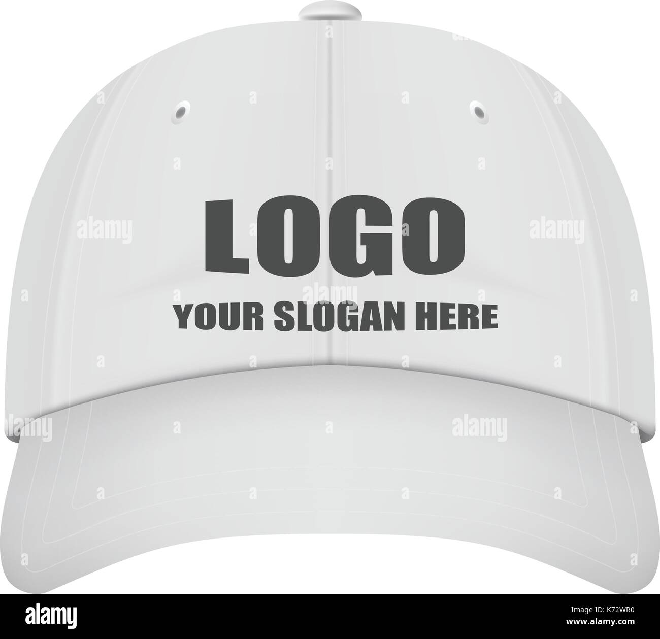 Realistic Front View White Baseball Cap With Logo Isolated On A White ...