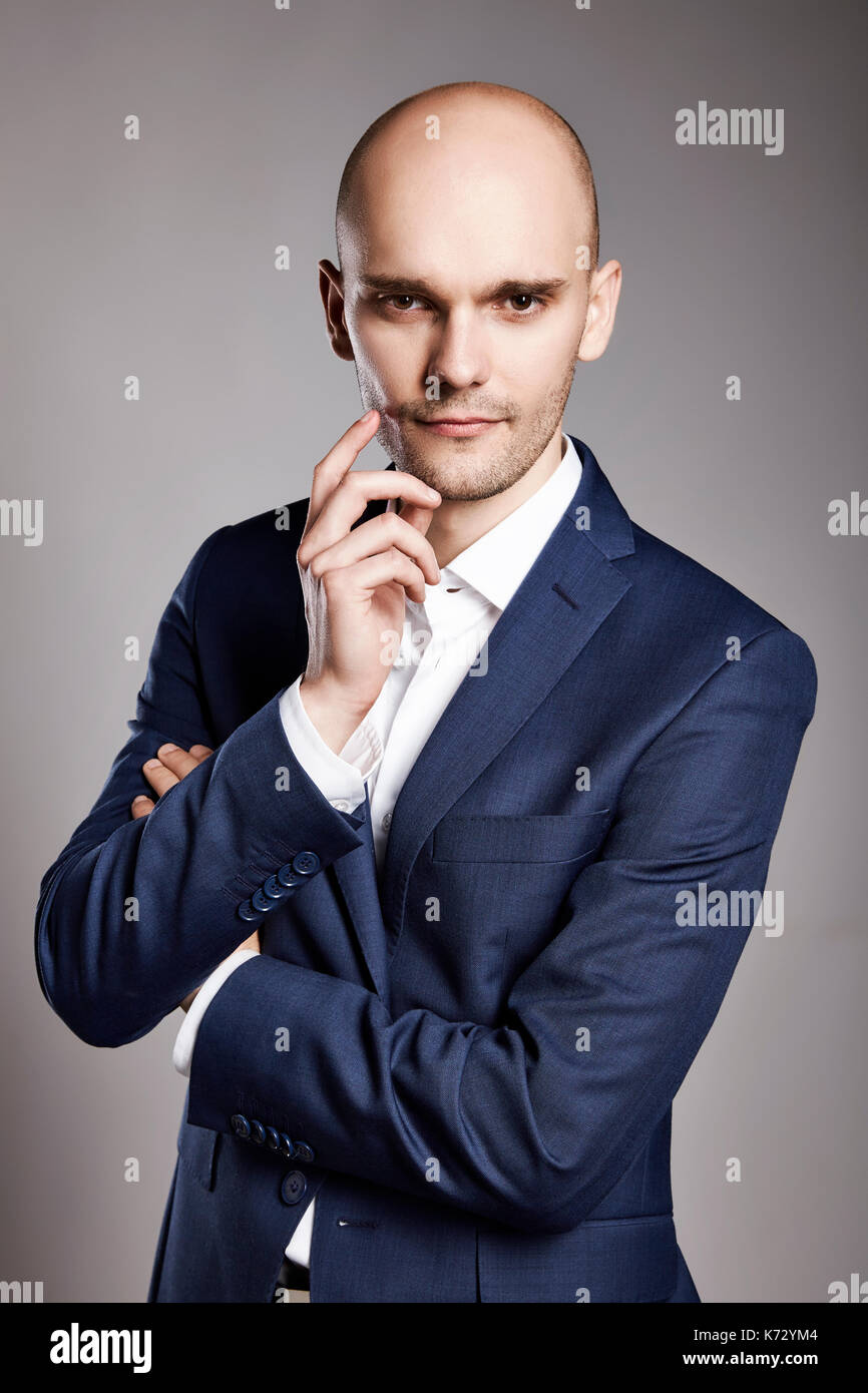 Man bald chin pensive hi-res stock photography and images - Alamy