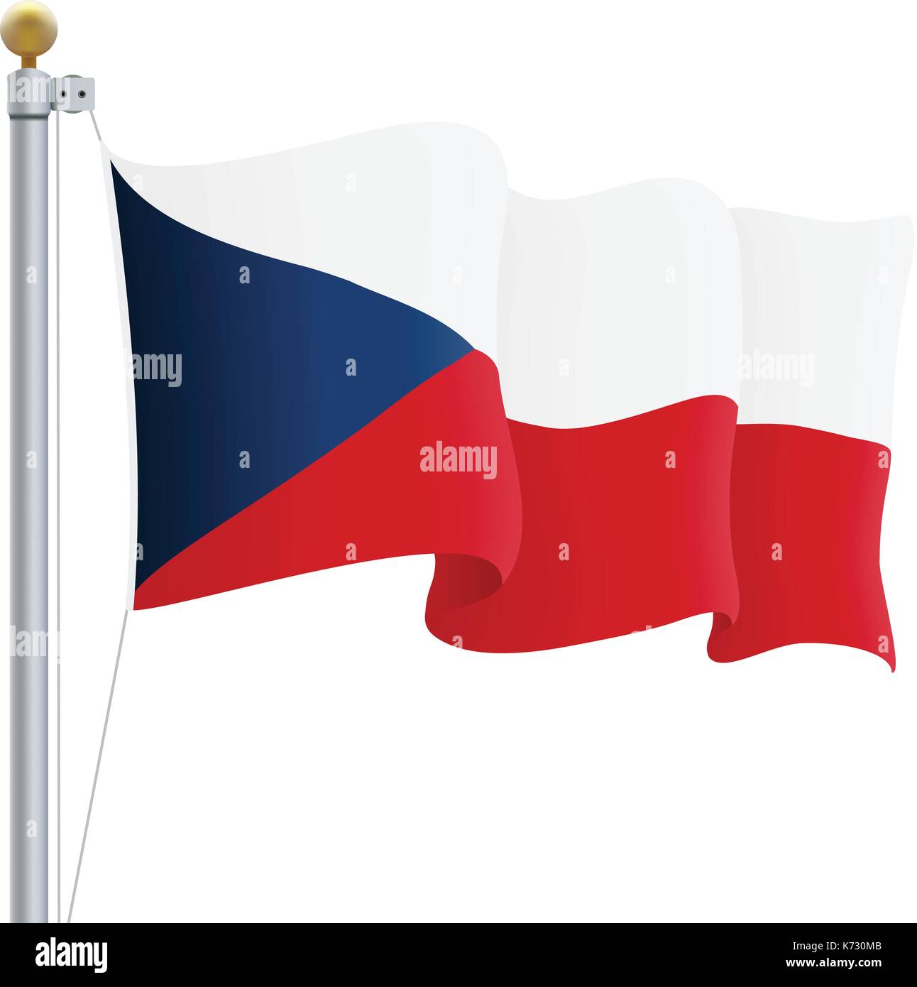 Waving Czech Republic Flag Isolated On A White Background. Vector ...