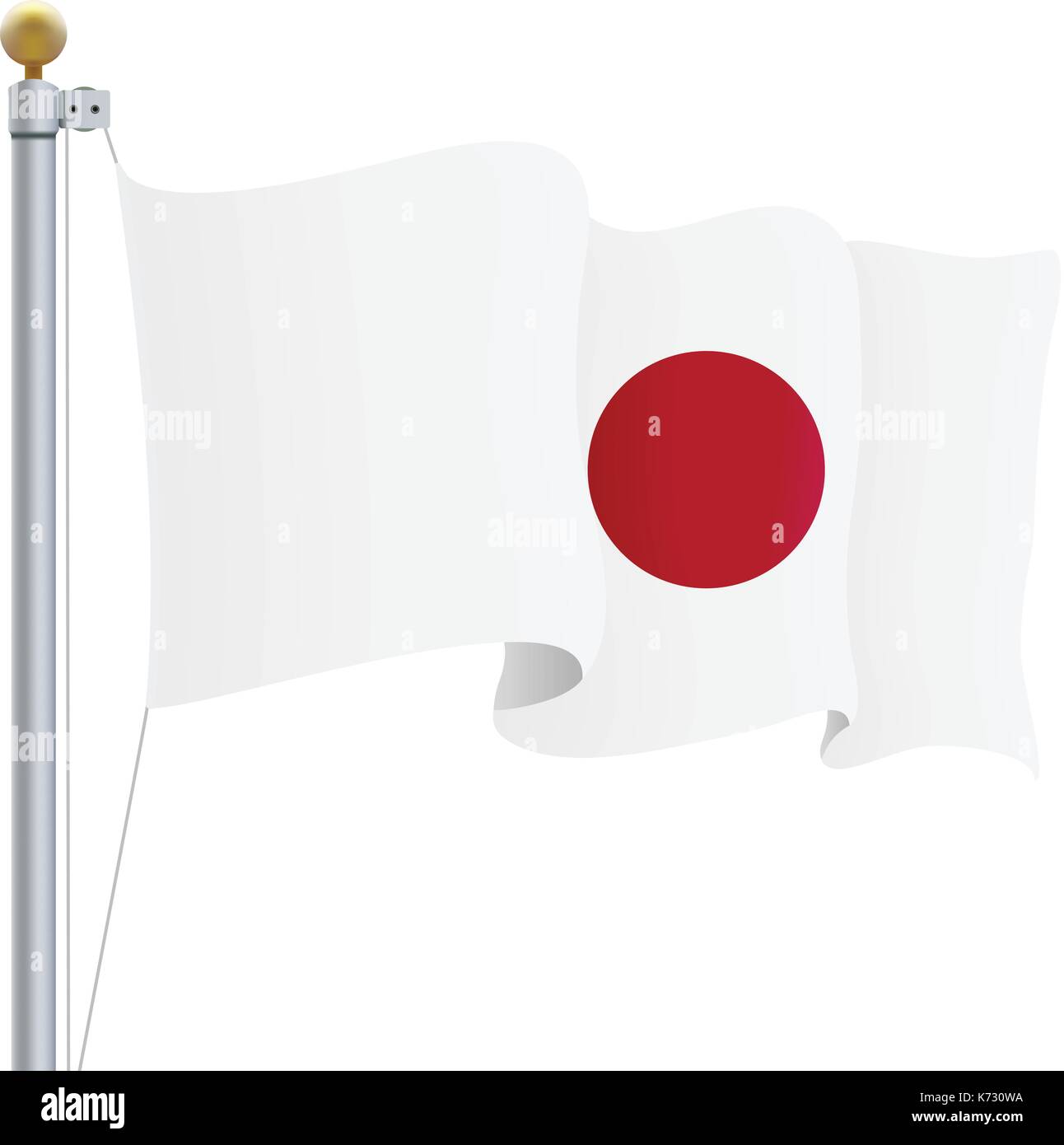 Waving Japan Flag Isolated On A White Background. Vector Illustration ...