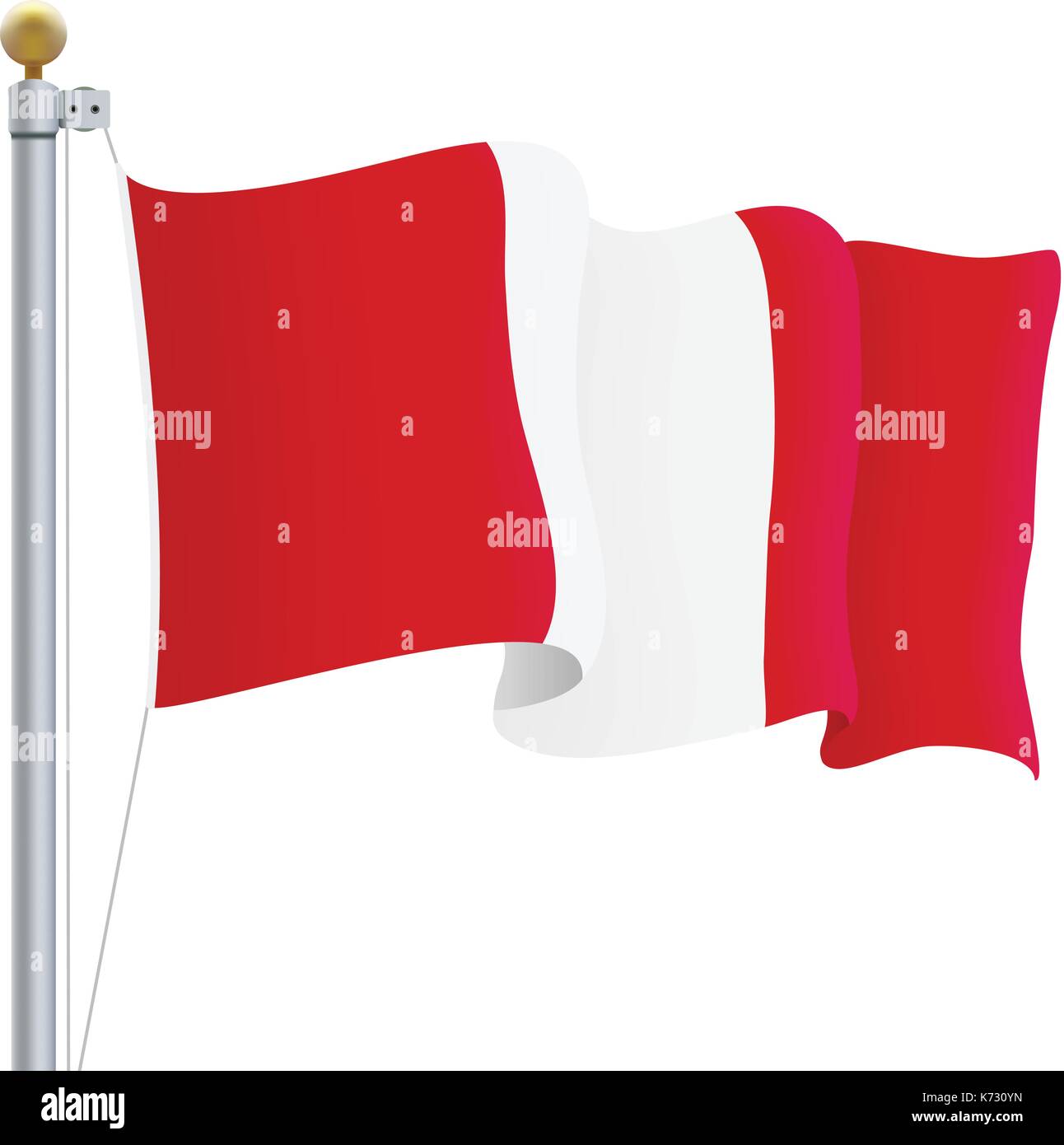 Waving Peru Flag Isolated On A White Background. Vector Illustration ...