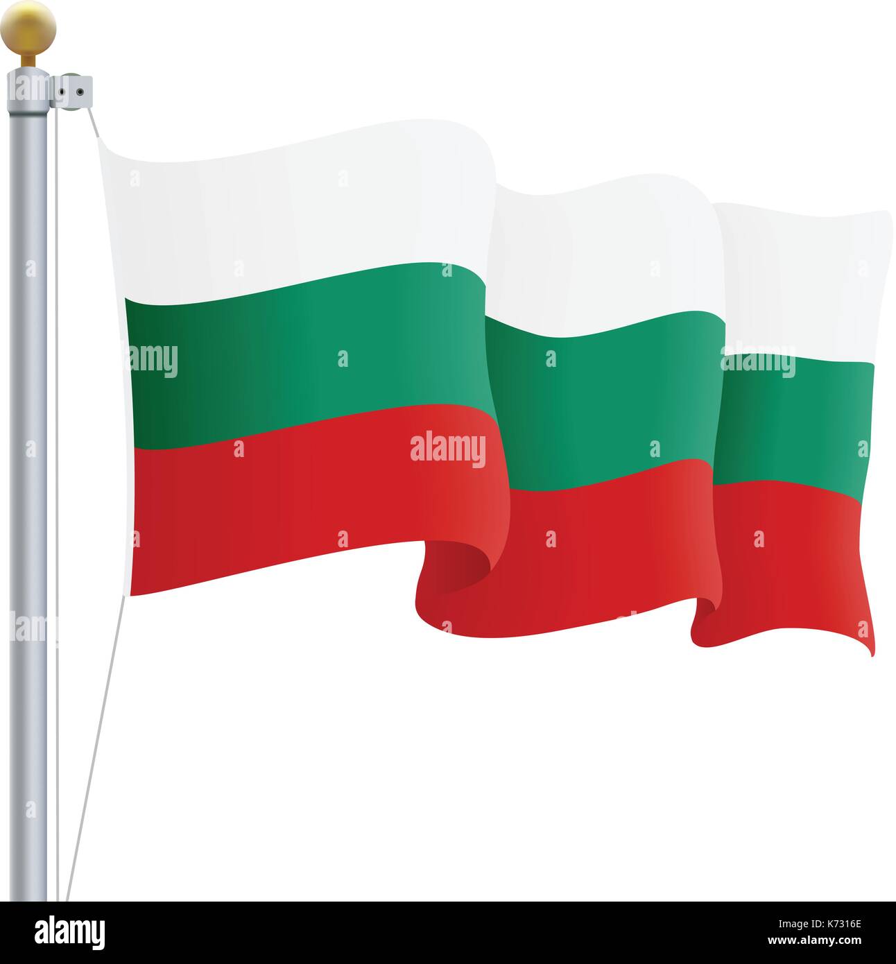 Waving Bulgaria Flag Isolated On A White Background. Vector ...